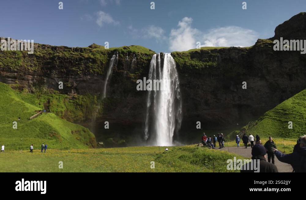 Seljalandsfoss Falls in Iceland with gimbal video showing people ...