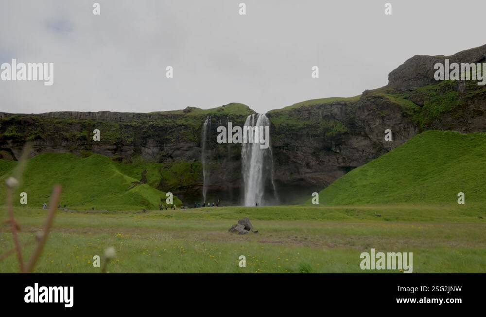 Seljalandsfoss Falls in Iceland with video time lapse Stock Video ...