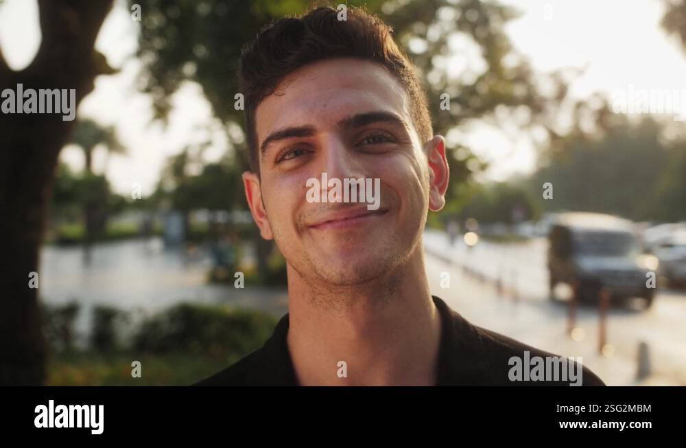 Happy mixed race man with toothy smile. Multiracial guy Arabian model ...