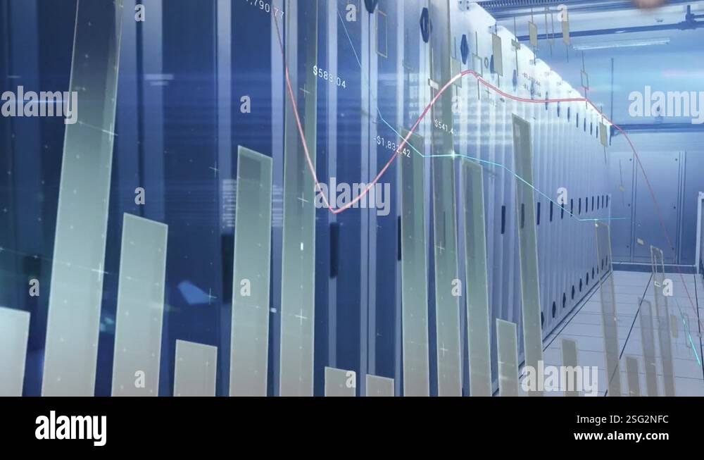 Animation of statistical data processing over empty computer server ...