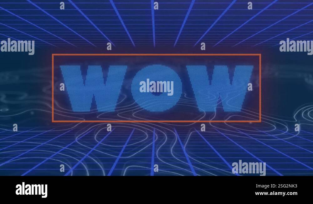 Animation of wow text with blue lines over white lines on blue background Stock Video Footage ...