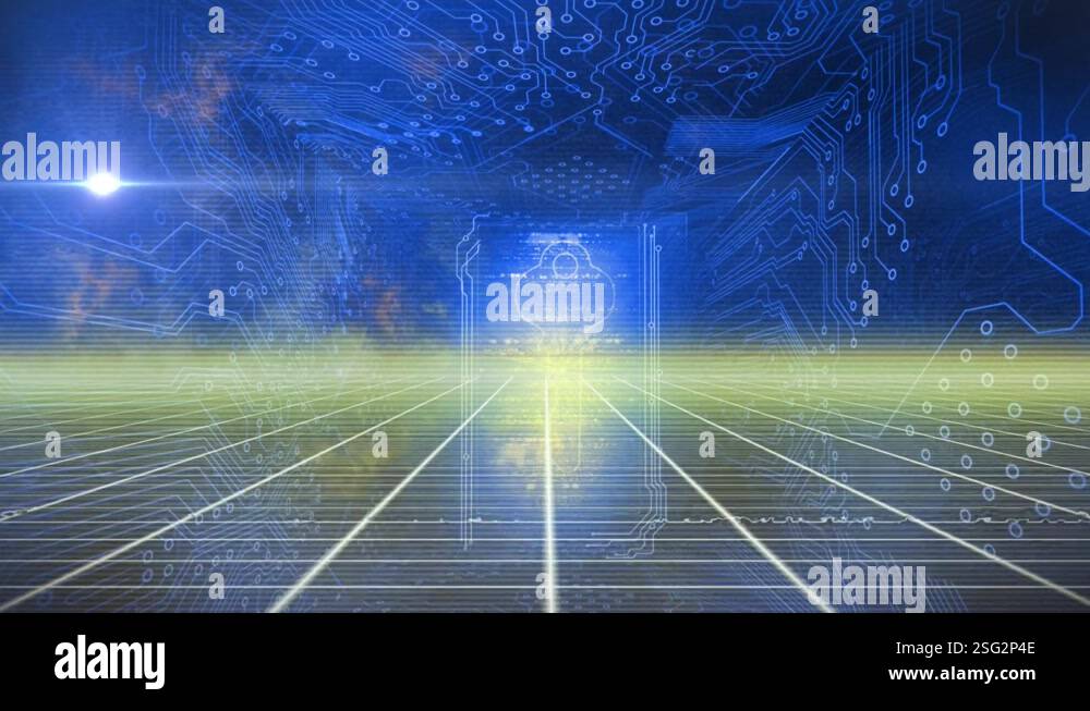 Animation of light spot over grid network against microprocessor connections on Stock Video ...