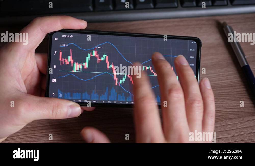 Stock Exchange, Trading Online, Trader Working With Smartphone on Stock ...