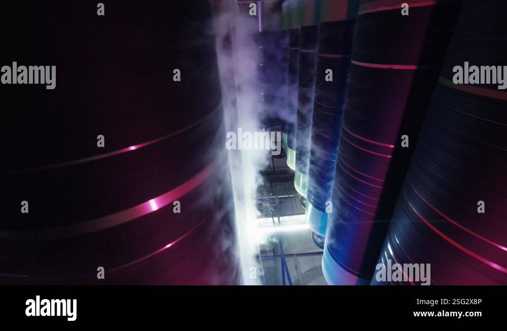 Industrial textile factory. Modern technology in dyeing yarns. 4K Stock ...