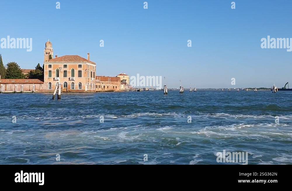 Venice from a boat island with renaissance building HD 30 frames per ...