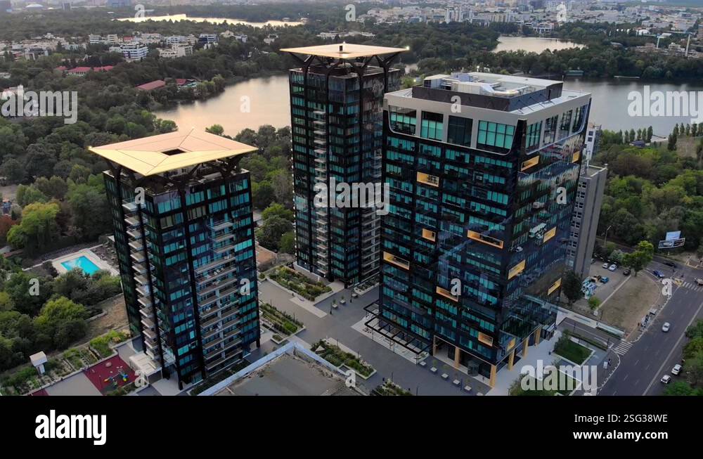 Real estate development aerial view, One Mircea Eliade , Bucharest ...