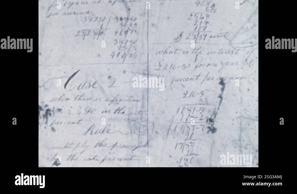 1820s: Paper with cursive script on it. Two boys sit at table, one ...