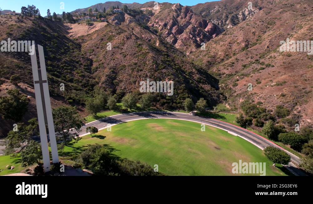 The Phillips theme tower at Pepperdine university surrounded by red ...