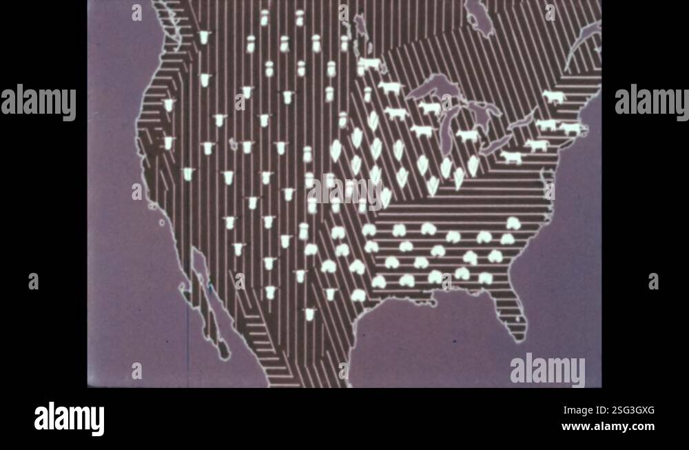 1960s: Map of North America with lines in different directions ...