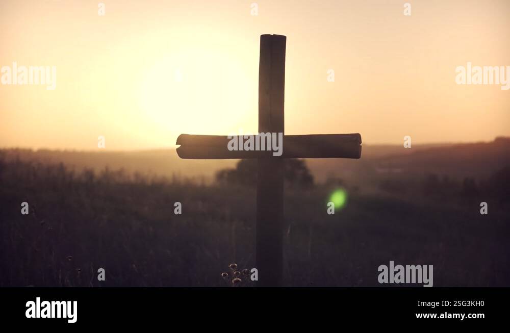 Cathodic Religion Symbol. Christian Wooden Cross Crucifixion Of Jesus Christ Stock Video Footage ...