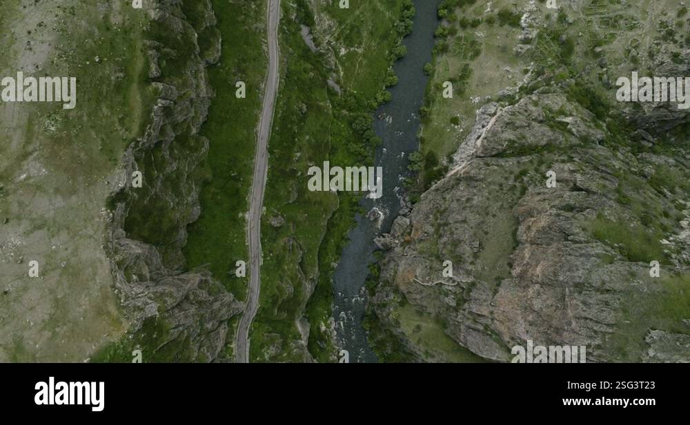 Topdown View Of Mtkvari River Flowing In Steep Gorges Of Tmogvi ...