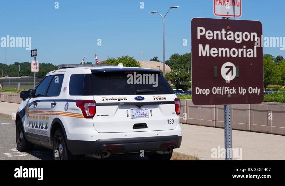 Pentagon Police cruiser car parked outside Pentagon by 9-11 Memorial ...