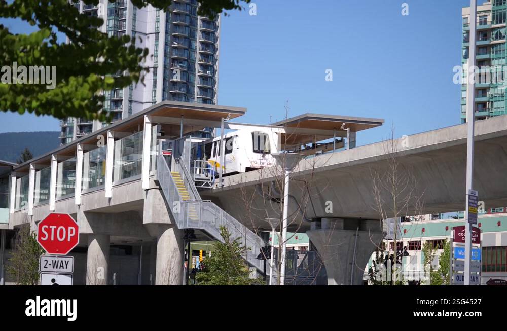 The motion of the Skytrain left the station in Coquitlam Evergreen line ...