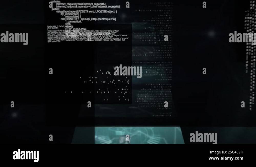 Animation of multiple screens with data processing against black ...
