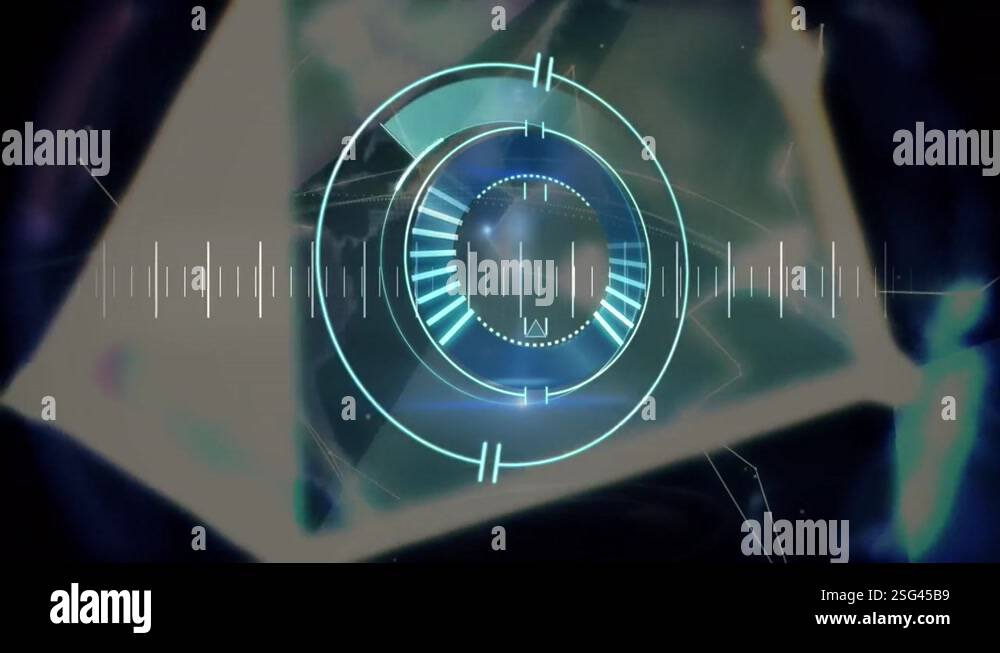 Animation of neon round scanner over globe of plexus network against black Stock Video Footage ...