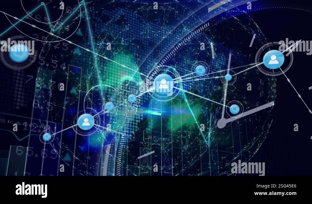 Animation globe profile icons network Stock Videos & Footage - HD and ...
