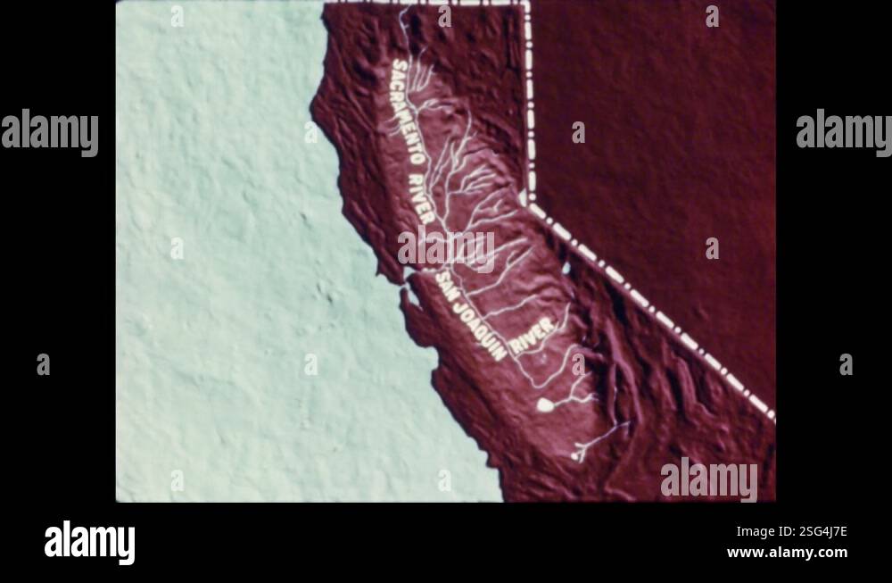 1940s: Map of California, showing the Sacramento and San Joaquin Rivers ...