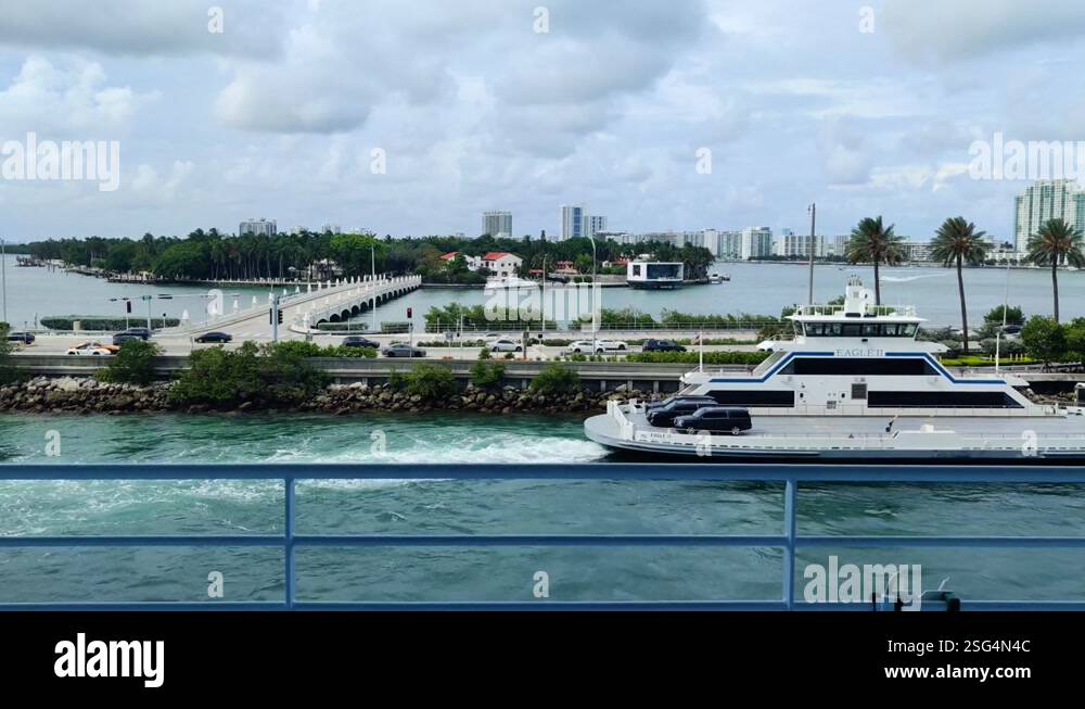 Panoramic view of a bay with RoRo ferry docked on port for transporting ...