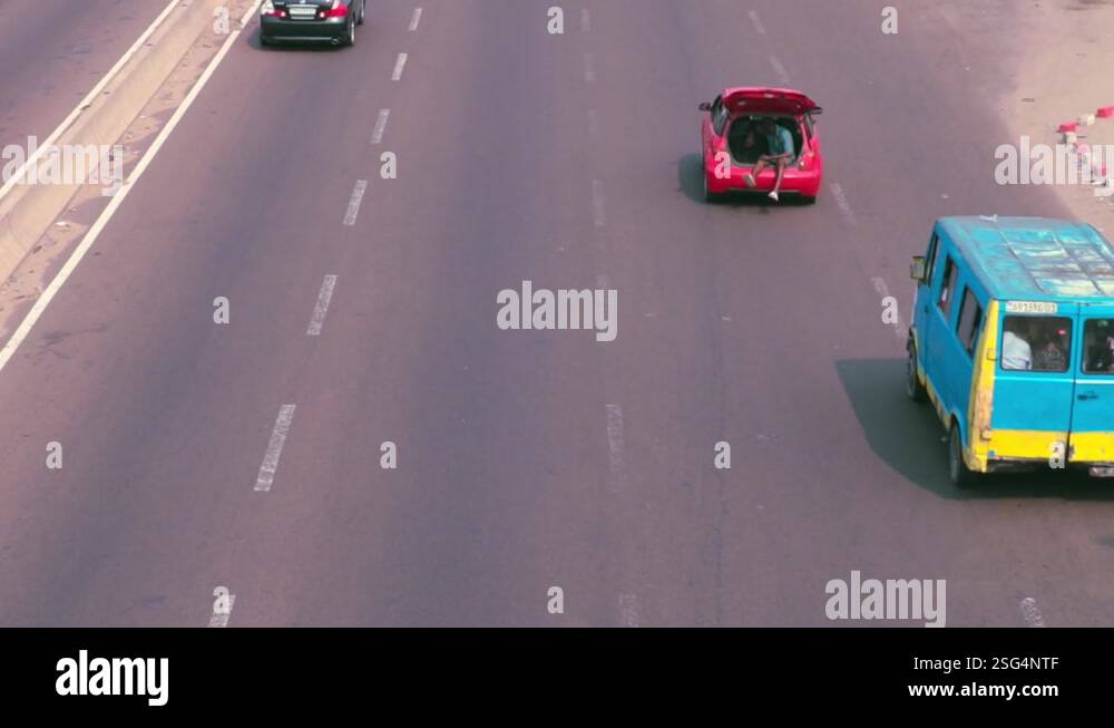 Weekend afternoon low traffic on Lumumba boulevard in Kinshasa - Congo ...