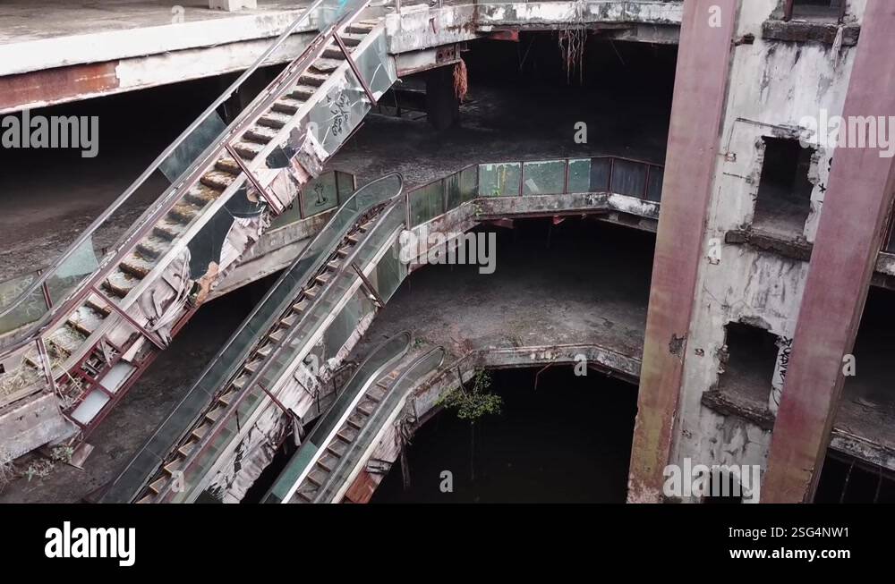 Drone shots of the abandoned New World Shopping Mall known as Fish Mall ...