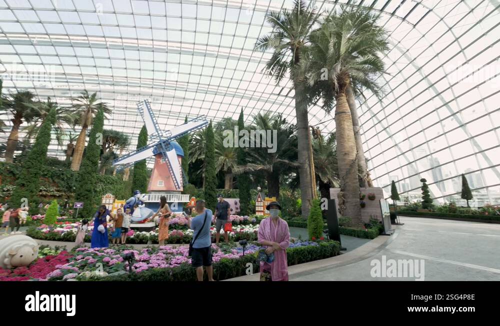 Flower Dome attraction inside Gardens by The Bay in Singapore Stock ...