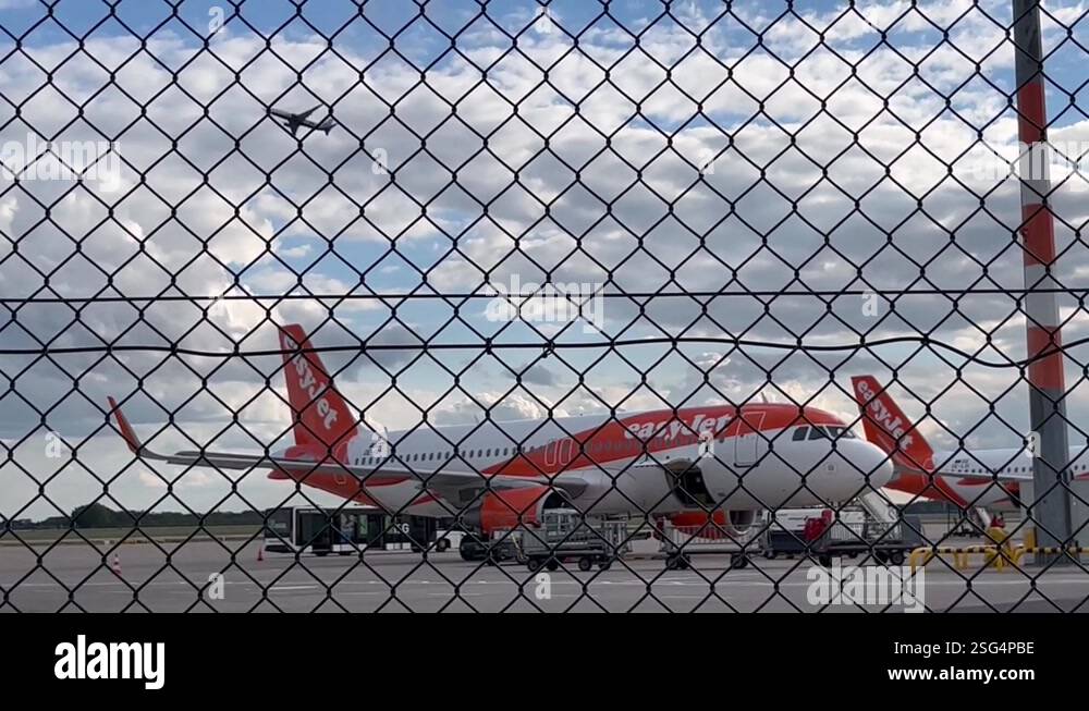 Berlin: Easyjet Airbus A320 jet is parked on apron at Berlin Airport ...