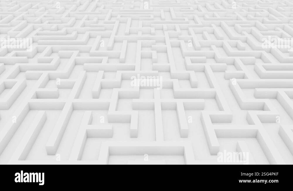 Matte white maze flyover camera looping 3D animation Stock Video ...