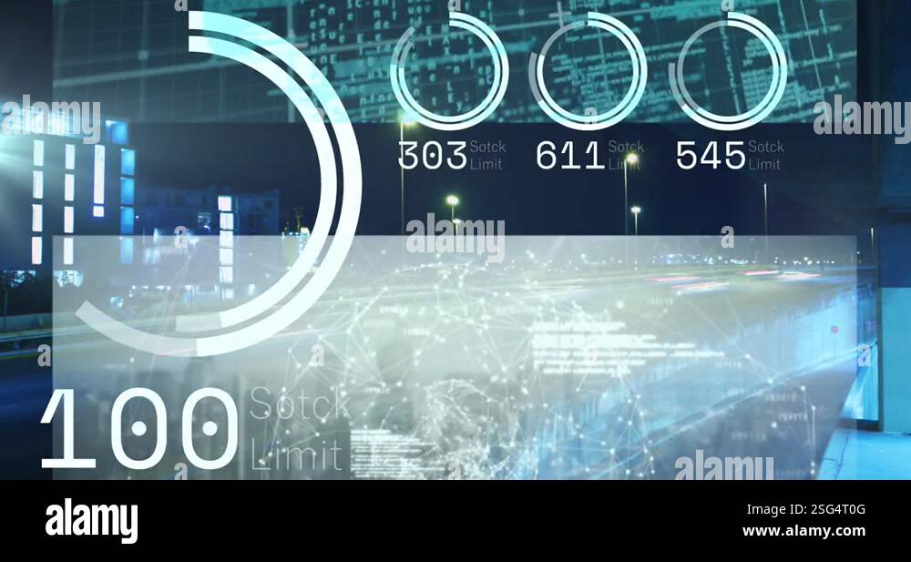 Animation of blue neon text qr code and scope scanning over dna strand ...
