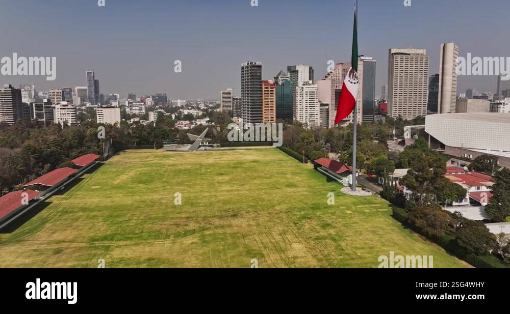 Mexico City Aerial v95 drone flyover bosque de chapultepec park across ...