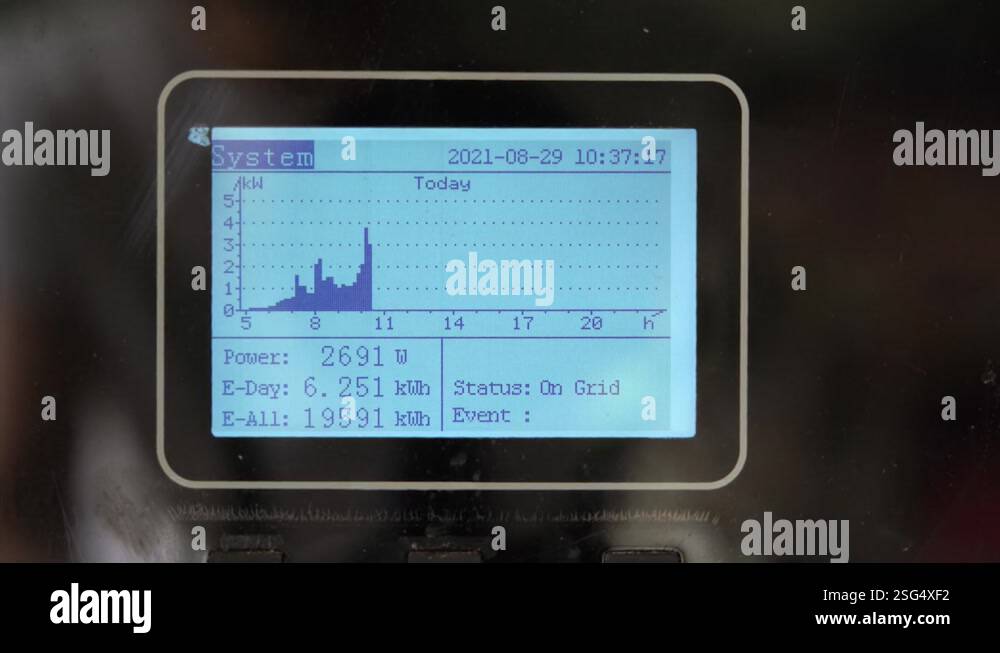 PV Solar inverter display from private home solar panel installation ...
