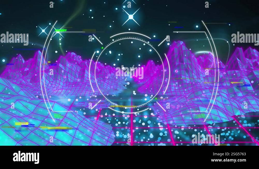 Animation of scope scanning over shining particles and metaverse ...
