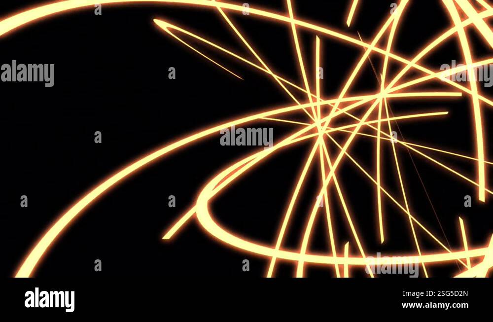 3D Streamline Drawing Yellow Bold VJ Loop 05 Animation Background Stock ...