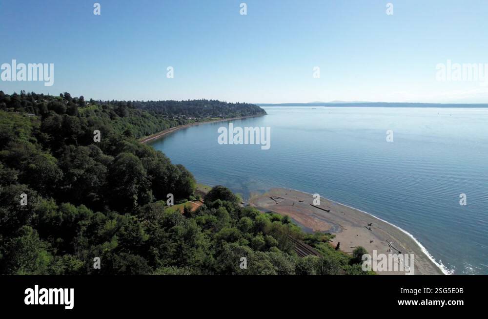 Scenic Beach on Puget Sound in Washington State Shot by Drone Stock ...