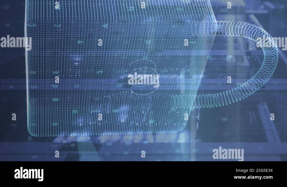 Animation of data processing and padlock over server room Stock Video Footage - Alamy