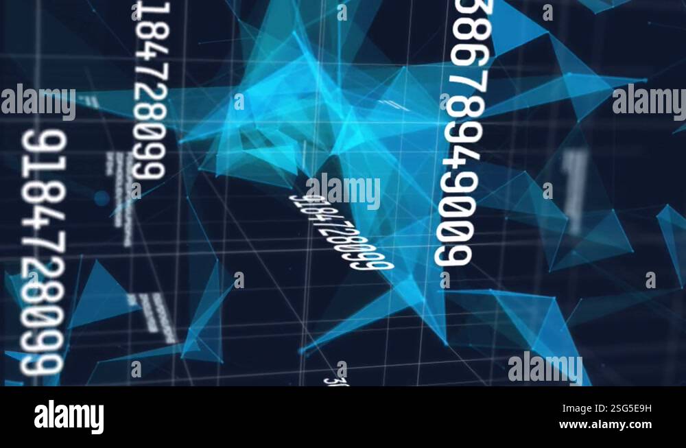 Animation of numbers changing over navy background with shapes Stock Video Footage - Alamy