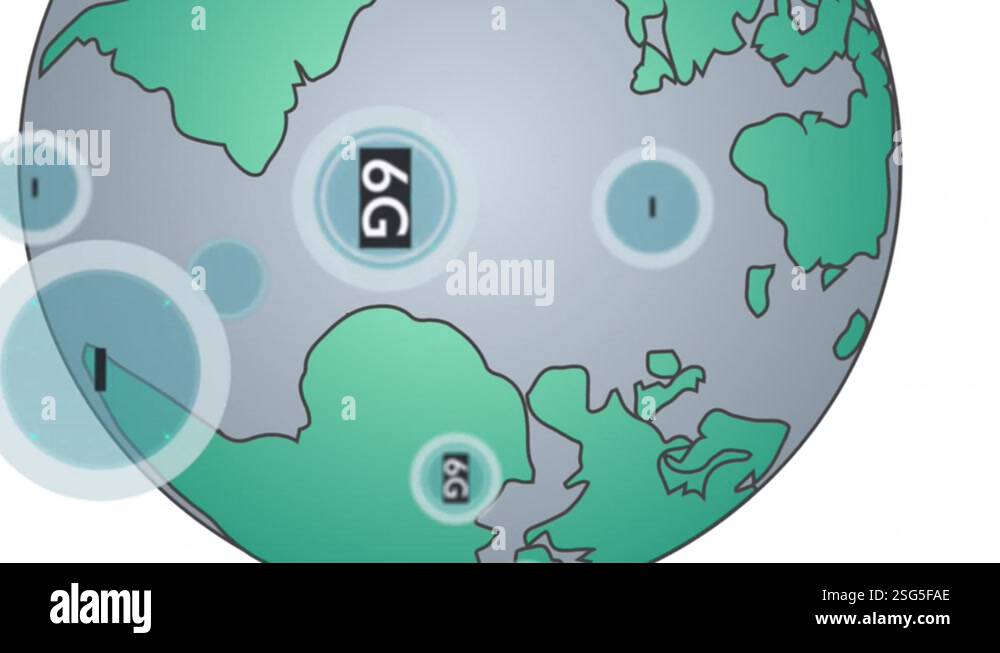 Animation of 6g floating over globe on white background Stock Video ...