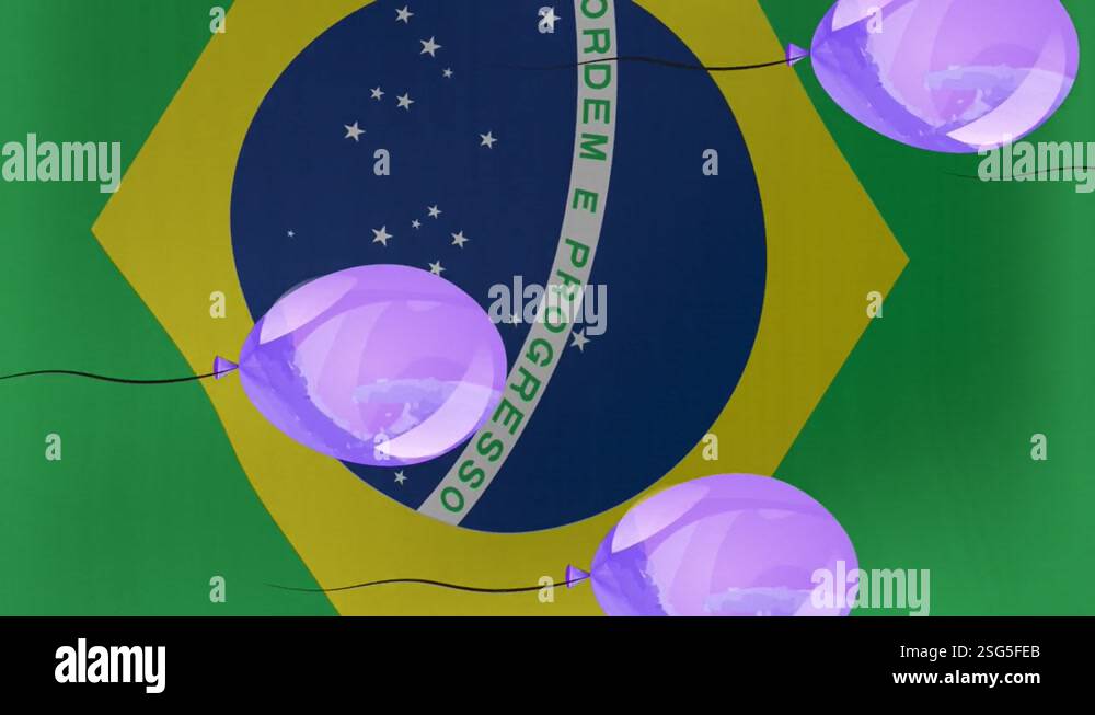 Animation of balloons over flag of brazil Stock Video Footage - Alamy