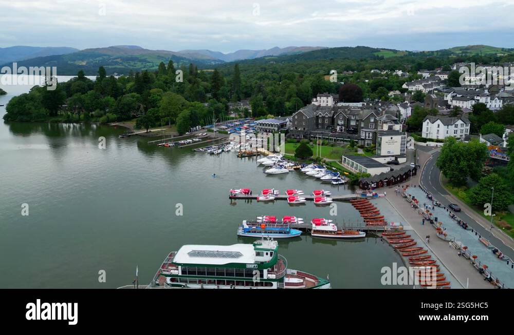 Windermere in the Lake District National Park - aerial view ...