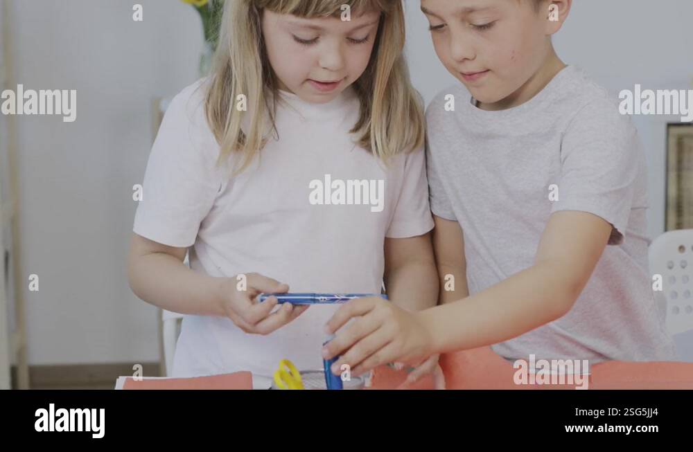 Brother and the sister prepare present for their mother Stock Video ...