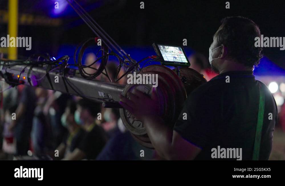 Camera Jib Crane Operator At The Boxing Event In Banchamek Gym In ...
