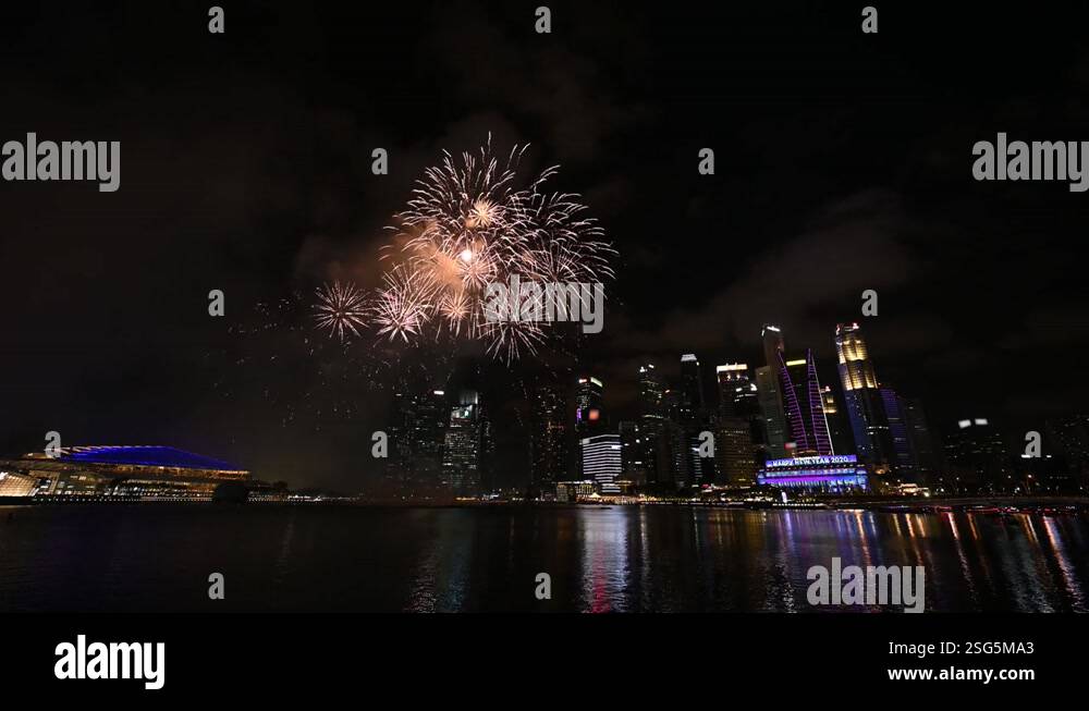 Singapore fireworks display celebration at Marina Bay, New Year Firework 4K Stock Video Footage ...