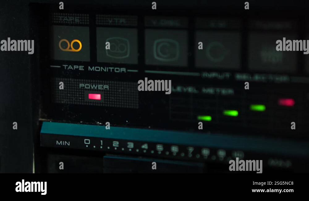 Cassette Tape Monitor and Volume Peak Level on Vintage Audio Amplifier ...