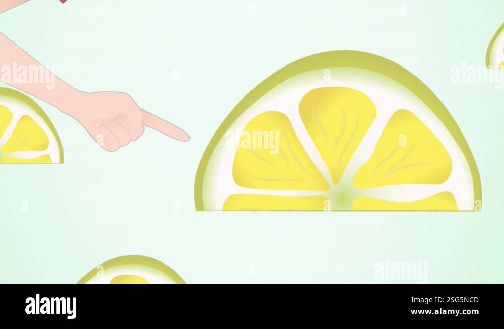 Animation of woman talking over lemon icons Stock Video Footage - Alamy