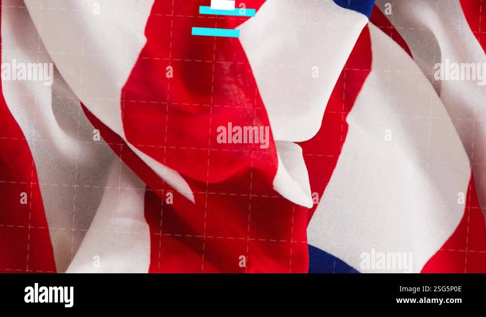 Animation of statistics processing over flags of united states of ...