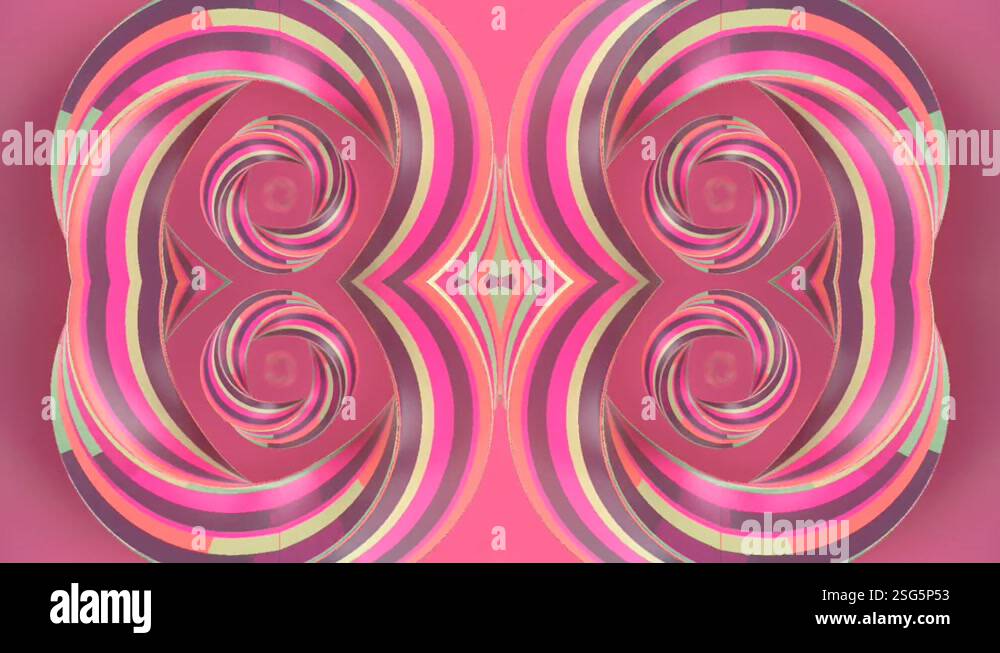 Digital loop animation of twisted shapes with iridescent stripes 3d ...