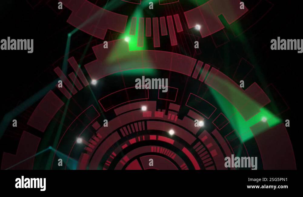 Animation of scope scanning and shapes on black background Stock Video Footage - Alamy