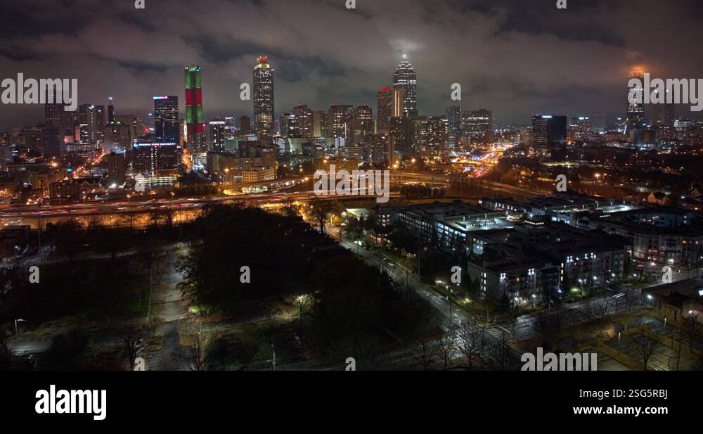 Atlanta Aerial v797 hyperlapse flyover sweet auburn neighborhood ...