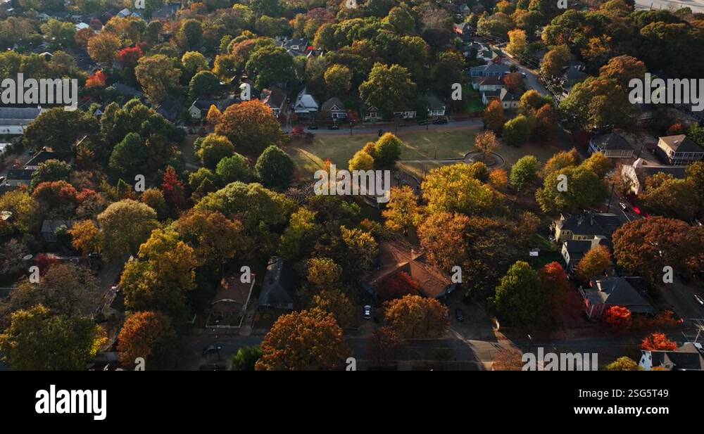 Atlanta Aerial v749 birds eye view drone flyover cabbagetown park Stock ...