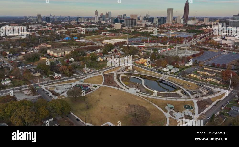 Atlanta Aerial v769 drone flyover historic rodney cook sr. park at vine ...