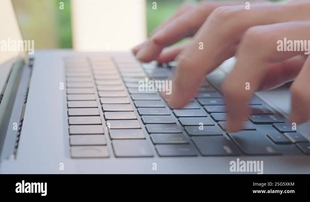 hands typing keyboard Laptop, hands typing notes on portable digital ...